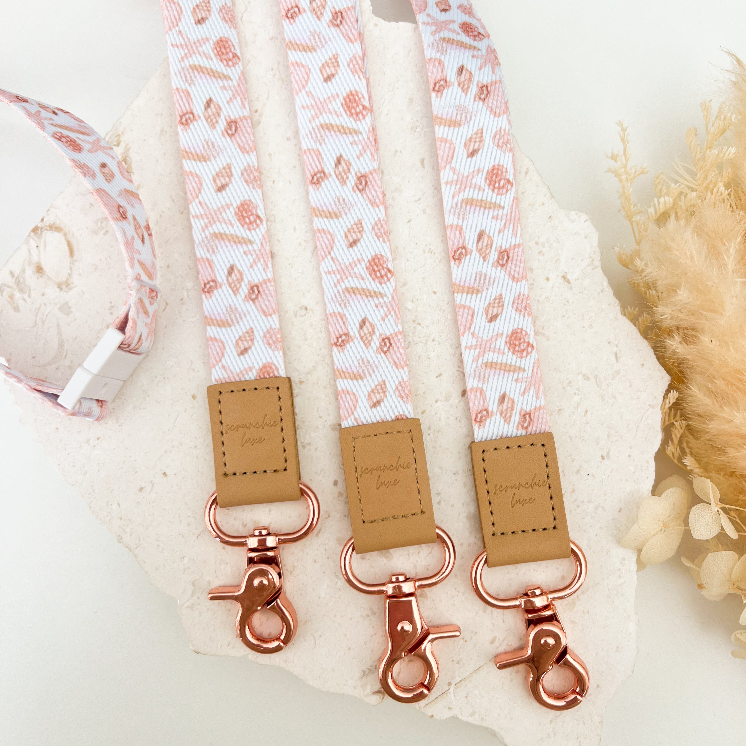 Salty Shells Fabric Lanyard – Scrunchie Luxe