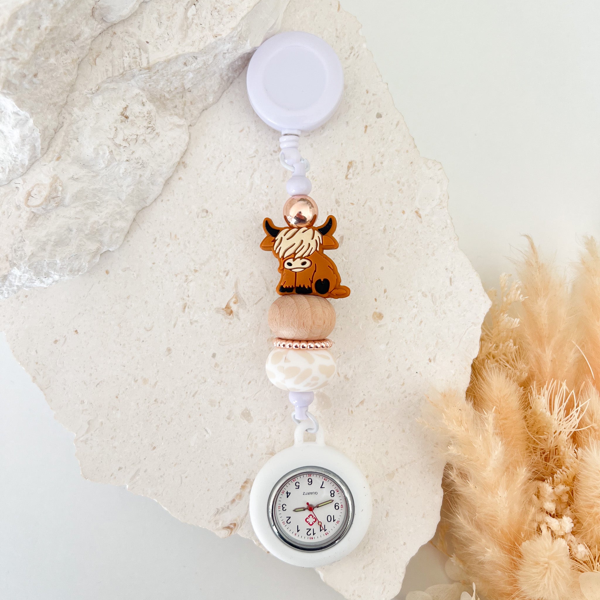 Beaded Medical Fob - Highland Cow – Scrunchie Luxe