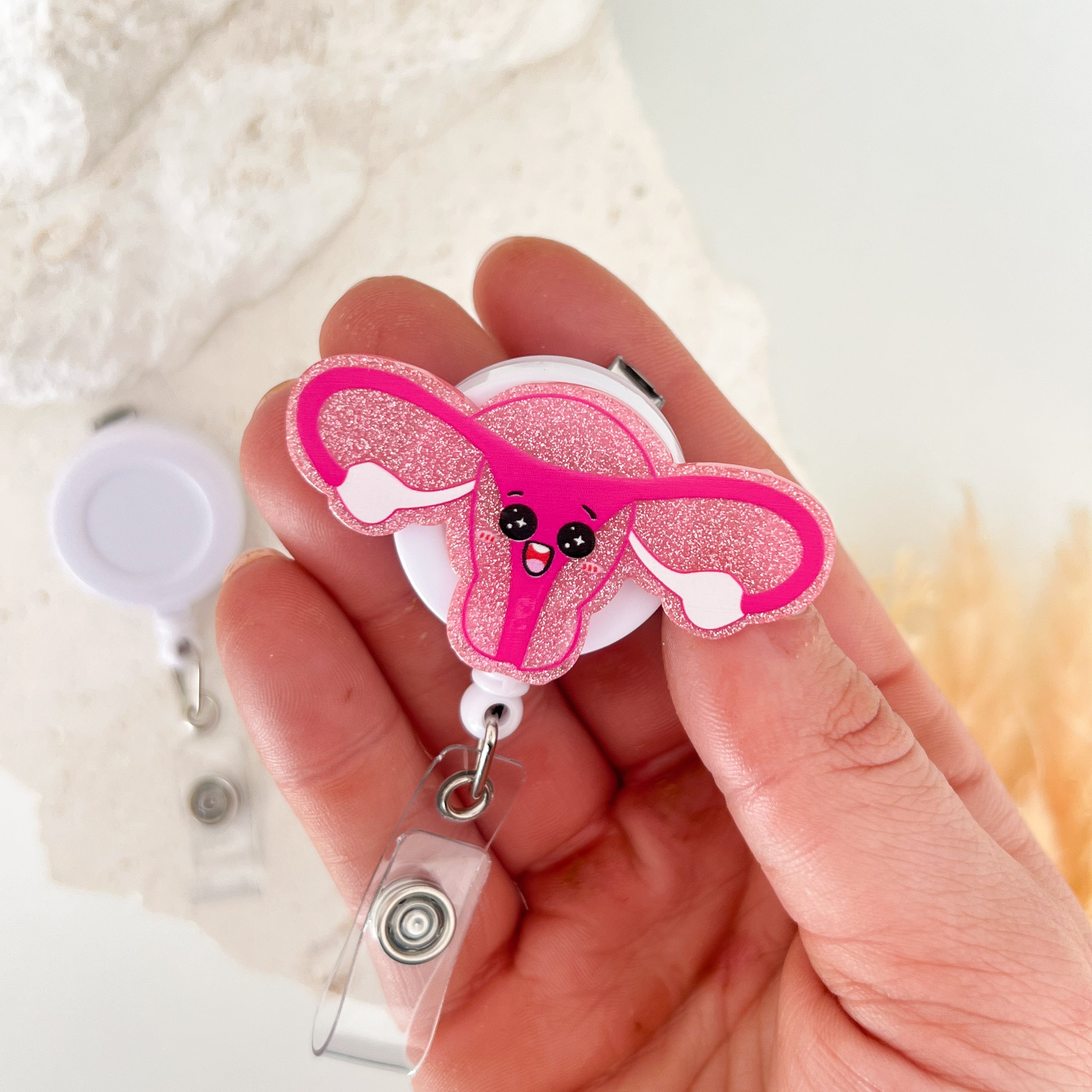 Acrylic Badge Reel - Uterus – Scrunchie Luxe